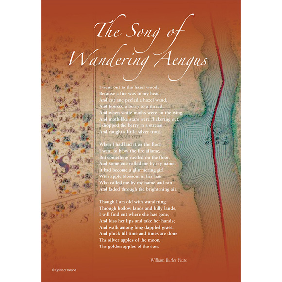 Art print of WB Yeats poem 'The Song of the wandering Aengus'